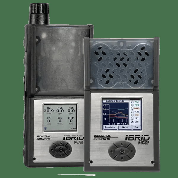 MX6 iBrid Multi-Gas Monitor, CO, H2S, O2, LEL (IR-CH4), Lithium-ion ...
